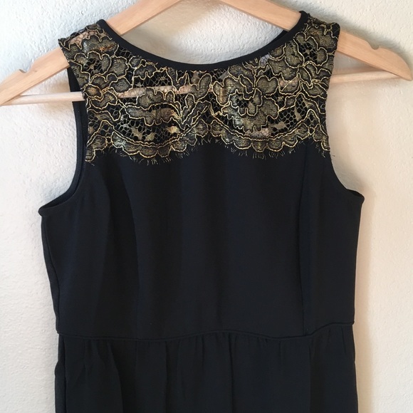 LOFT | Dresses | Loft Gold Metallic Lace Dress 2p | Poshmark